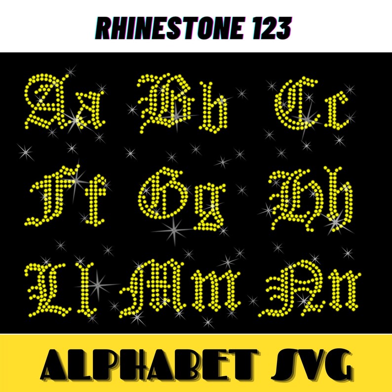OLD ENGISH London Rhinestone Font SVG Rhinestone Alphabet - Etsy
