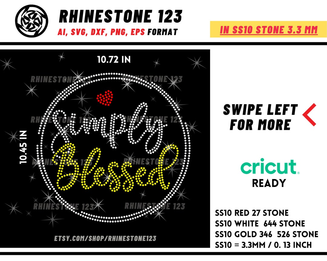 Simply Blessed Rhinestone Template for Cricut Rhinestone Template ...