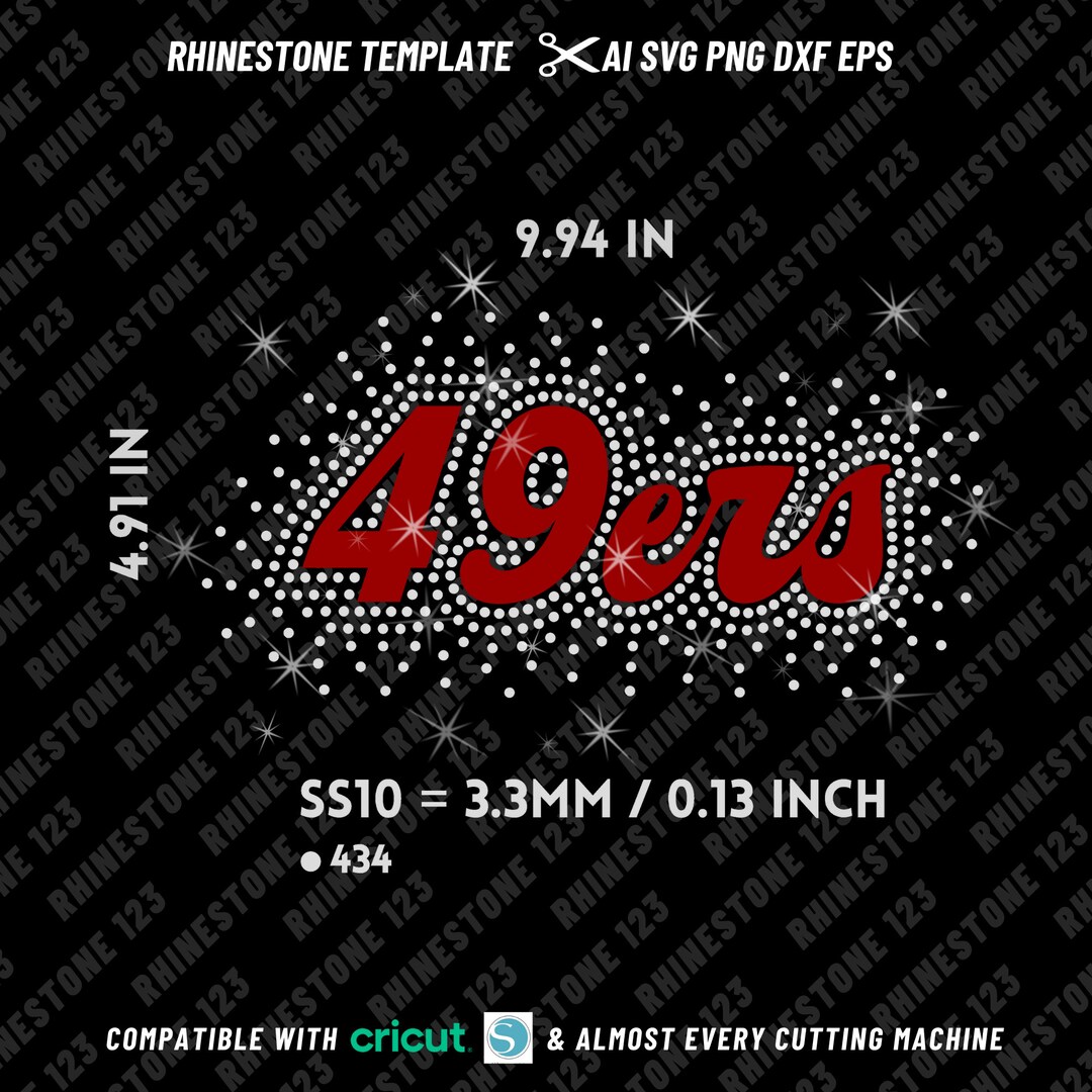 Scattered 49ERS American Football Team Rhinestone Template With HTV for ...