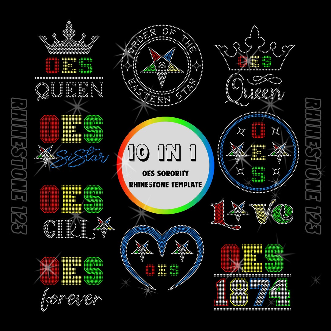 10 IN 1 BUNDLE Si Star Oes Eastern Star 1874 Rhinestone Template ...