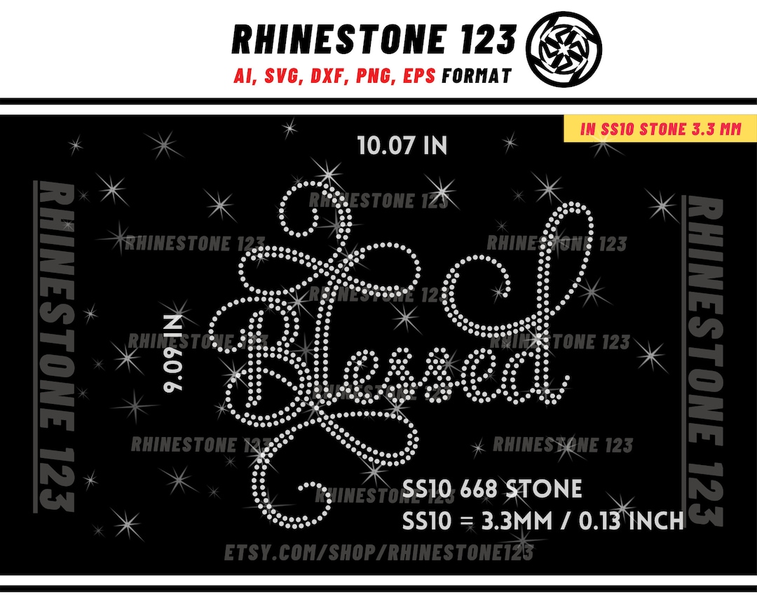 BLESSED Rhinestone Template for Cricut Rhinestone Template Material ...