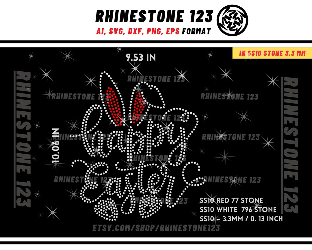 Happy Easter Rhinestone Template for Cricut Rhinestone Template ...