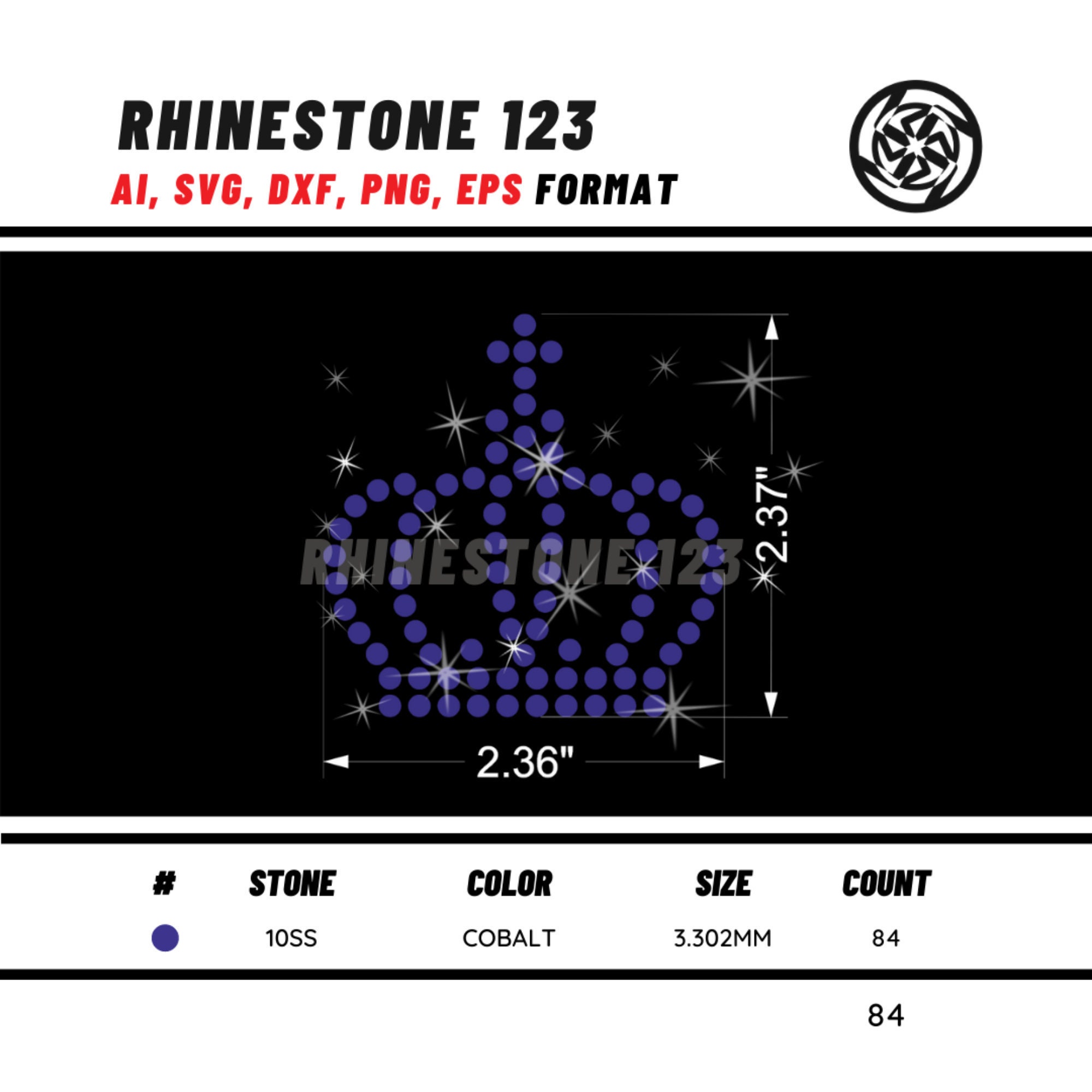 King Crown Design Rhinestone Template Digital Instant | Etsy