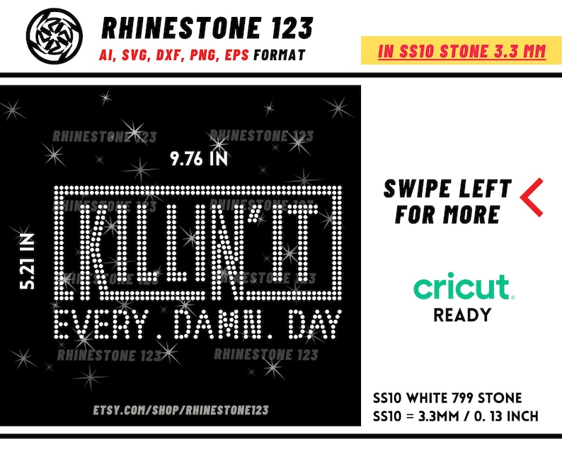 Killin It Rhinestone Template for Cricut Rhinestone Template Material ...