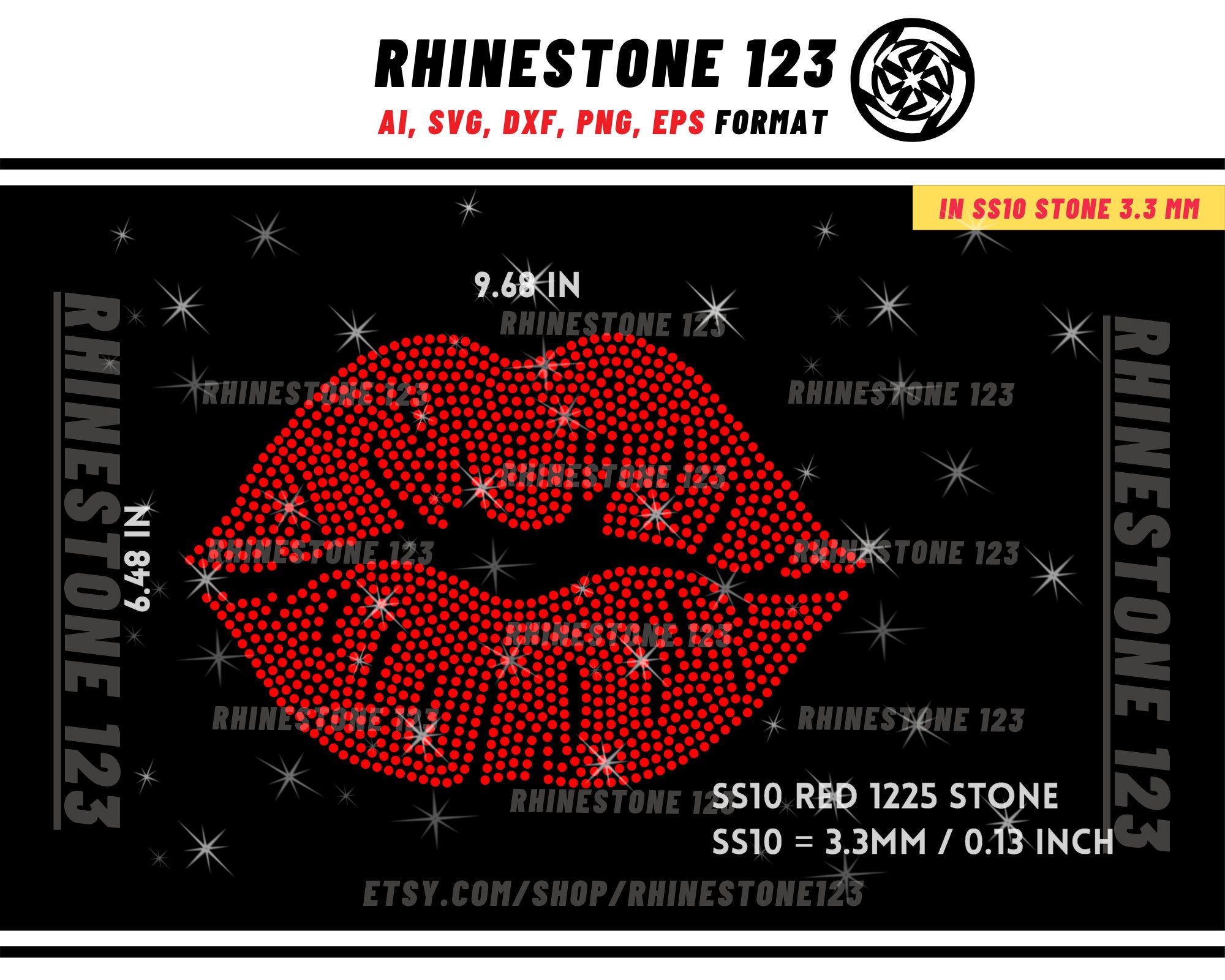 Kissing Lips Rhinestone Template for Cricut Rhinestone Template ...
