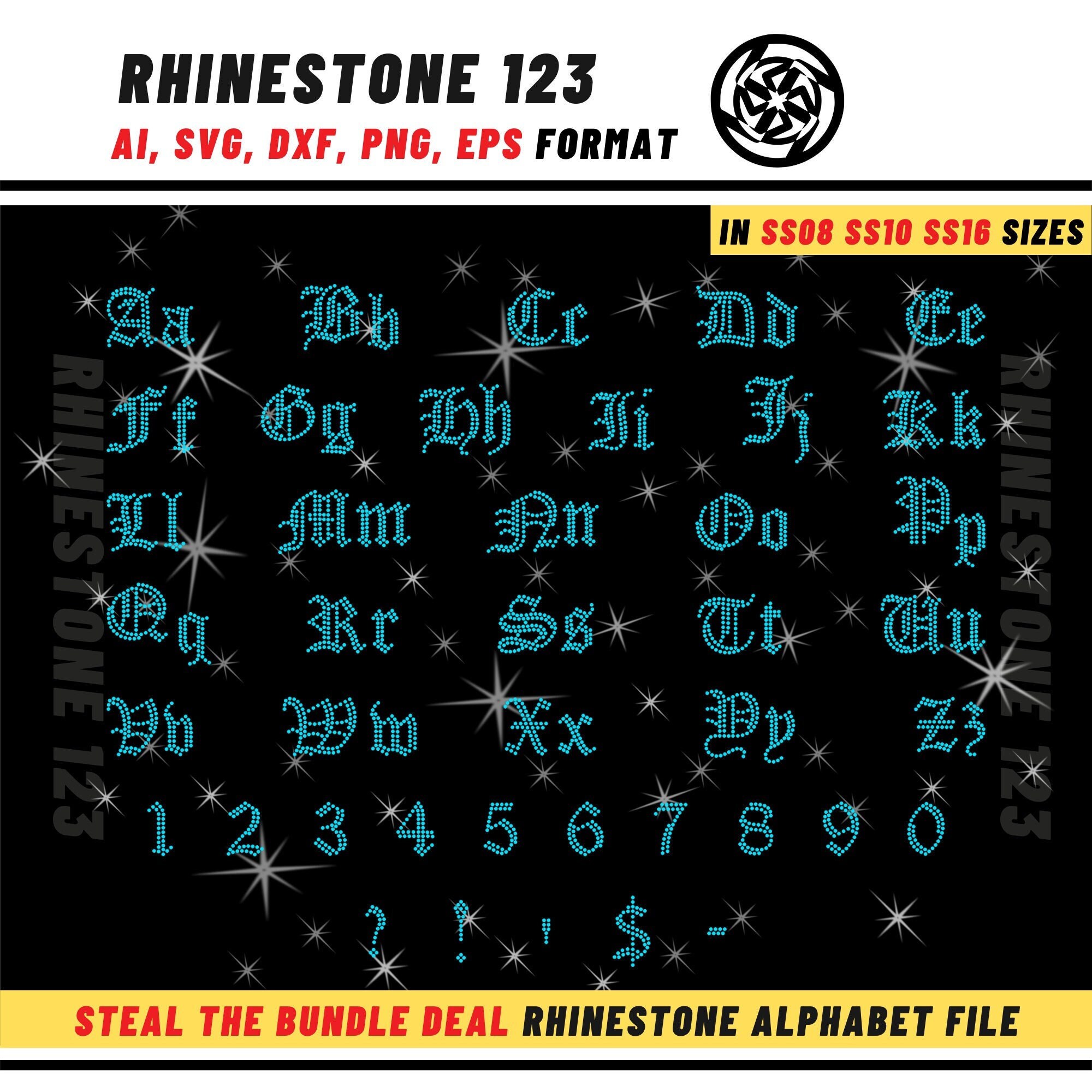 OLD ENGISH London Rhinestone Font SVG Rhinestone Alphabet | Etsy Australia