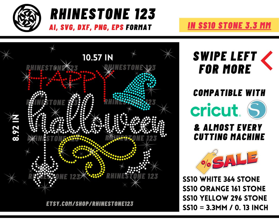 Happy Halloween Rhinestone Template for Cricut Rhinestone Template ...