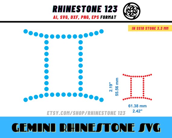 SMALL GEMINI SVG Zodiac Sign Svg Rhinestone Template for | Etsy