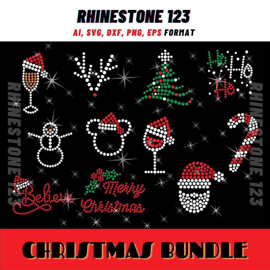 HOTFIX CHRISTMAS BUNDLE of 11 Christmas Svg Rhinestone Template for ...