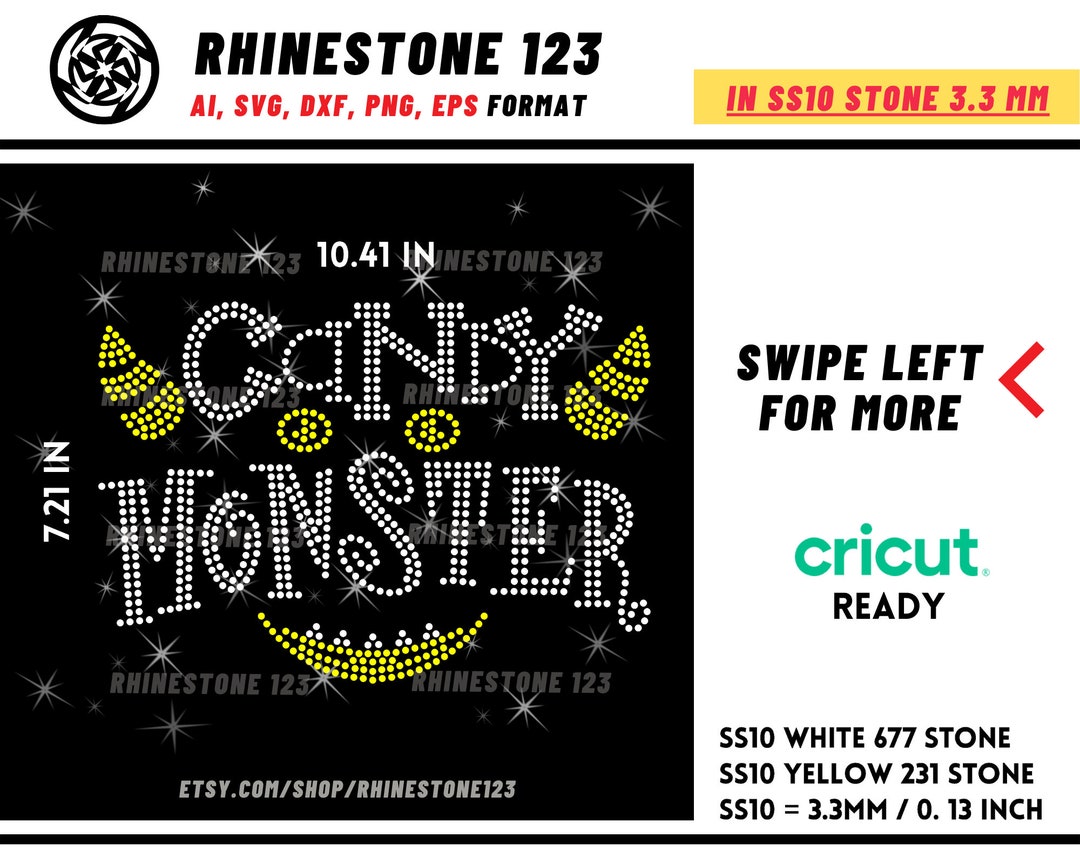 CANDY MONSTER Rhinestone Template for Cricut Rhinestone Template ...
