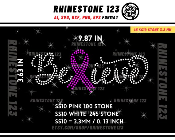 Cancer Believe Rhinestone Template for Cricut Rhinestone - Etsy