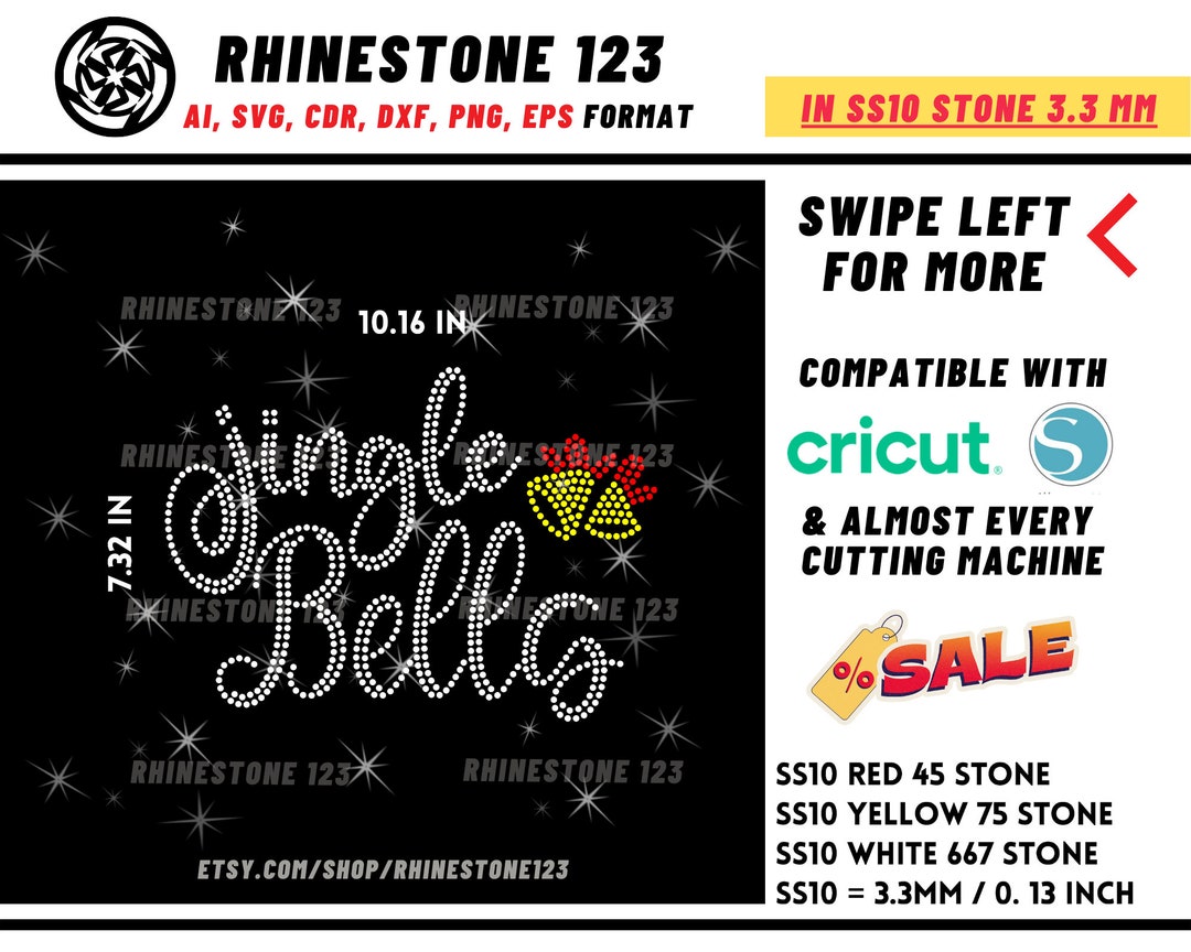Jingle Bells Rhinestone Template for Cricut Rhinestone Template ...