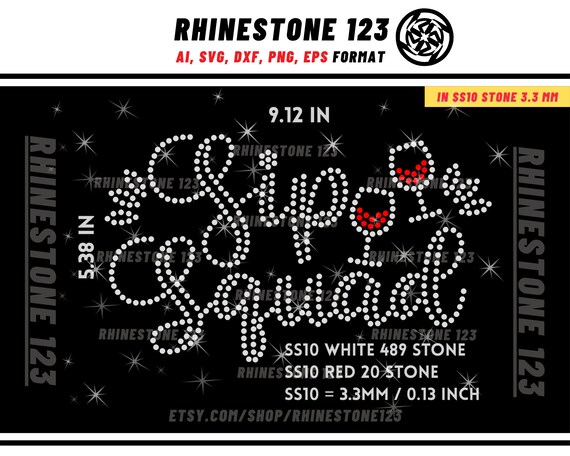 Sip Squad Rhinestone Template for Cricut Rhinestone Template - Etsy
