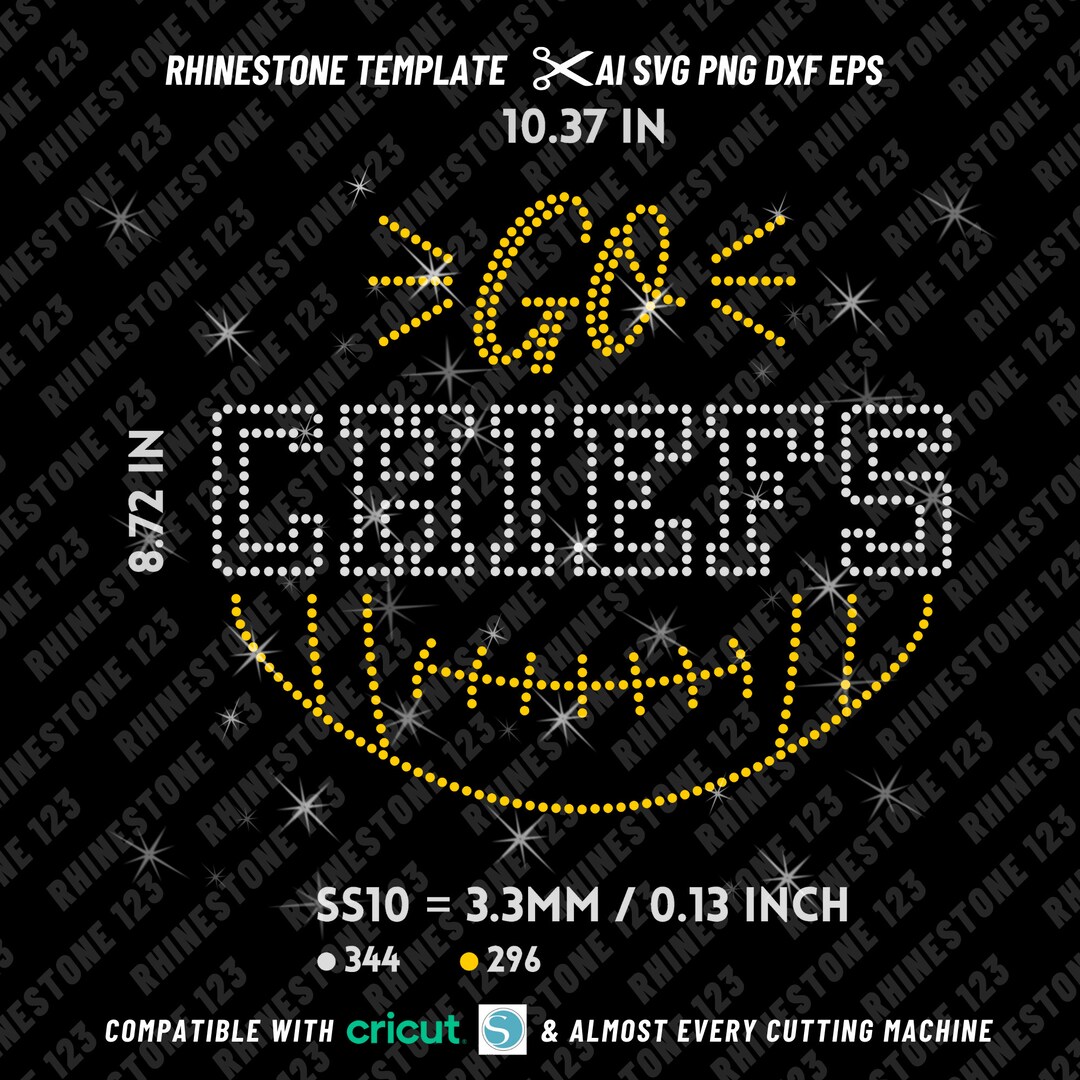 Go CHIEFS Football Rhinestone Template for Cricut & Silhouette SS10 Svg ...