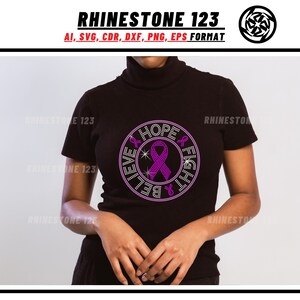 Cancer Awareness Pink Ribbon Rhinestone Template, Cricut, Silhouette ...