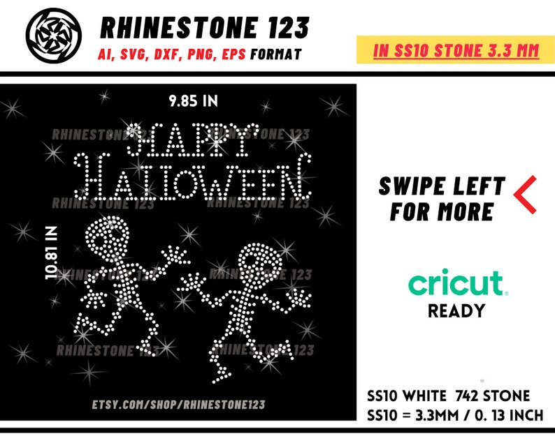 HAPPY HALLOWEEN Rhinestone Template for Cricut Rhinestone - Etsy