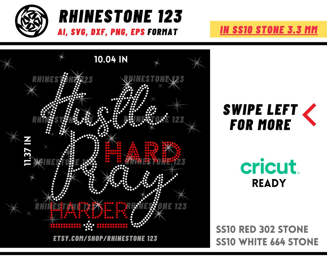 Hustle Hard Stay Hard Rhinestone Template for Cricut Rhinestone ...