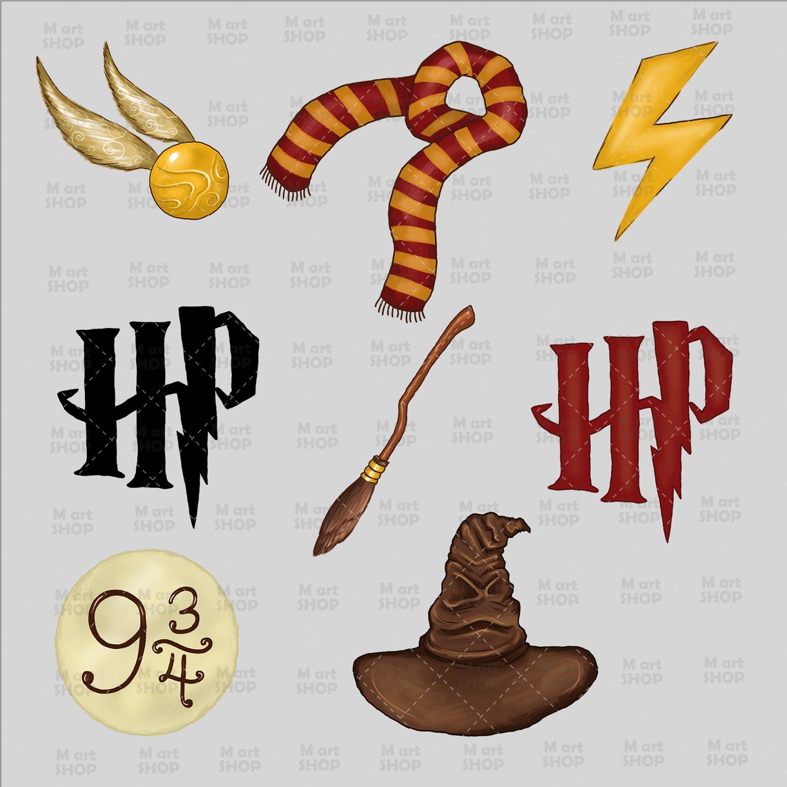 Magic Clipart Wizard clipart PNG Harry Potter Style Digital | Etsy