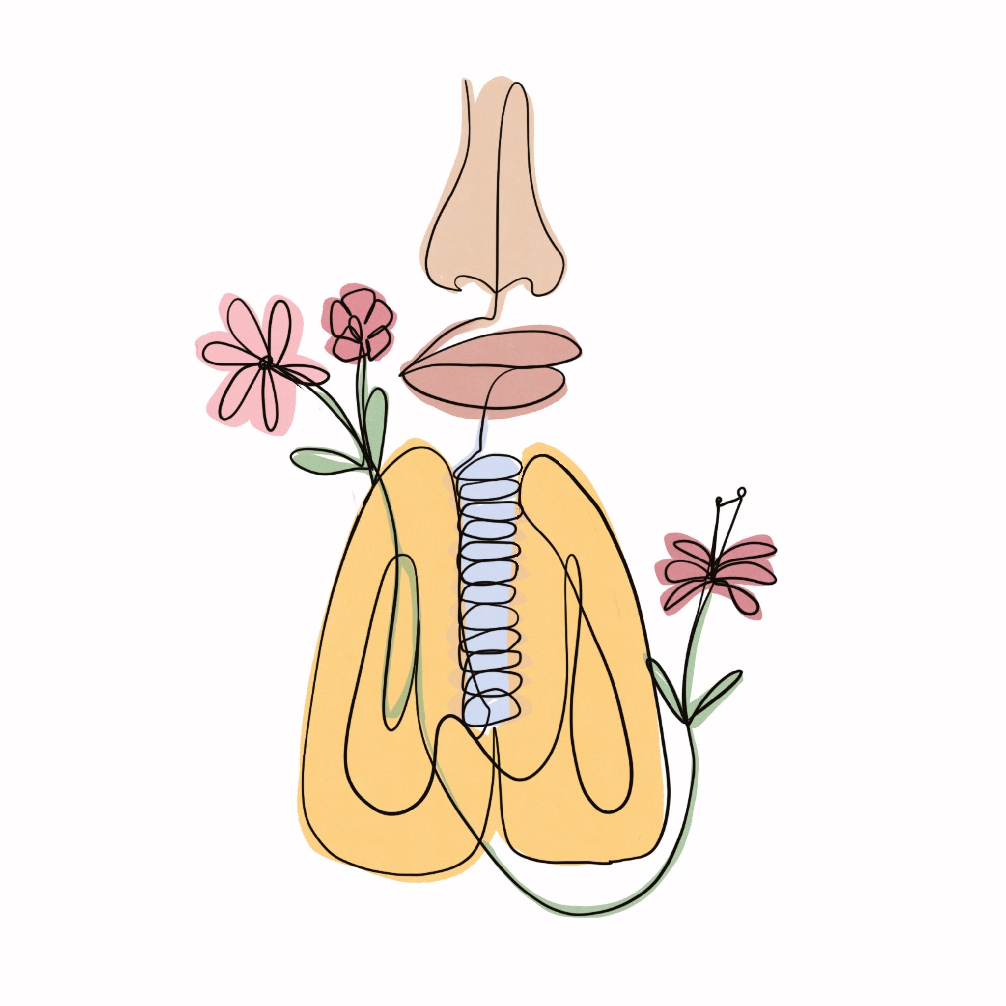 Human Respiratory System Anatomy Medical Abstract Artwork | Etsy