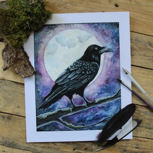 Raven Moon | 10" X 8" Fine Art Print | Fantasy Art | Enchanted Moon ...