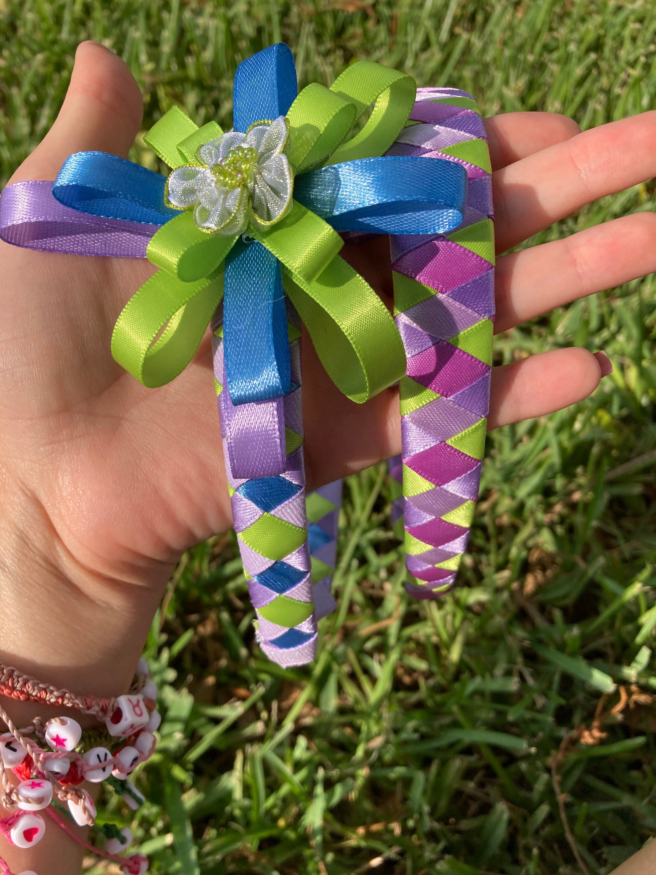 Purple and Green Ribbon Headbands// Ribbon Headband With Bow - Etsy New ...