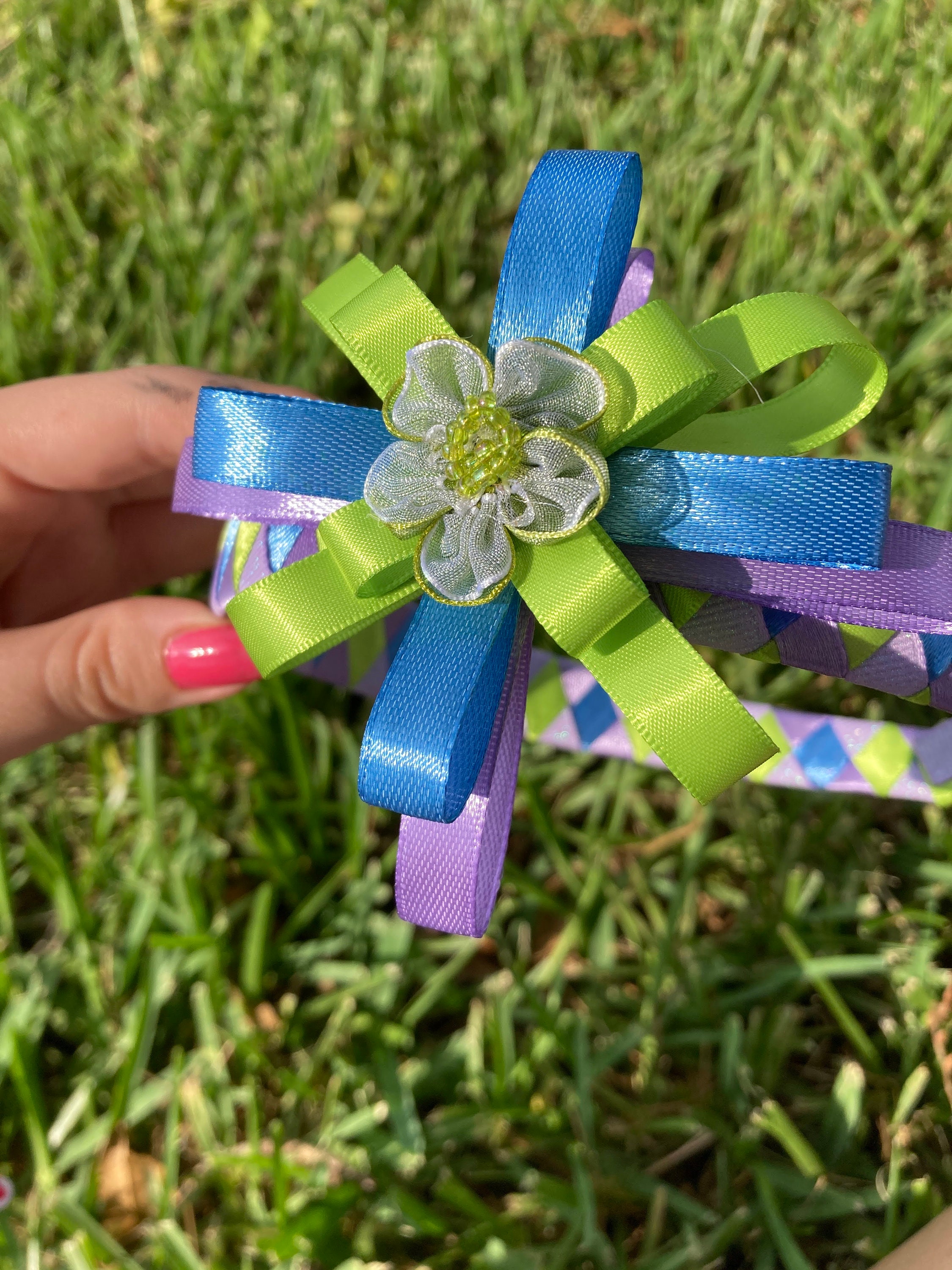 Purple and Green Ribbon Headbands// Ribbon Headband With Bow - Etsy New ...