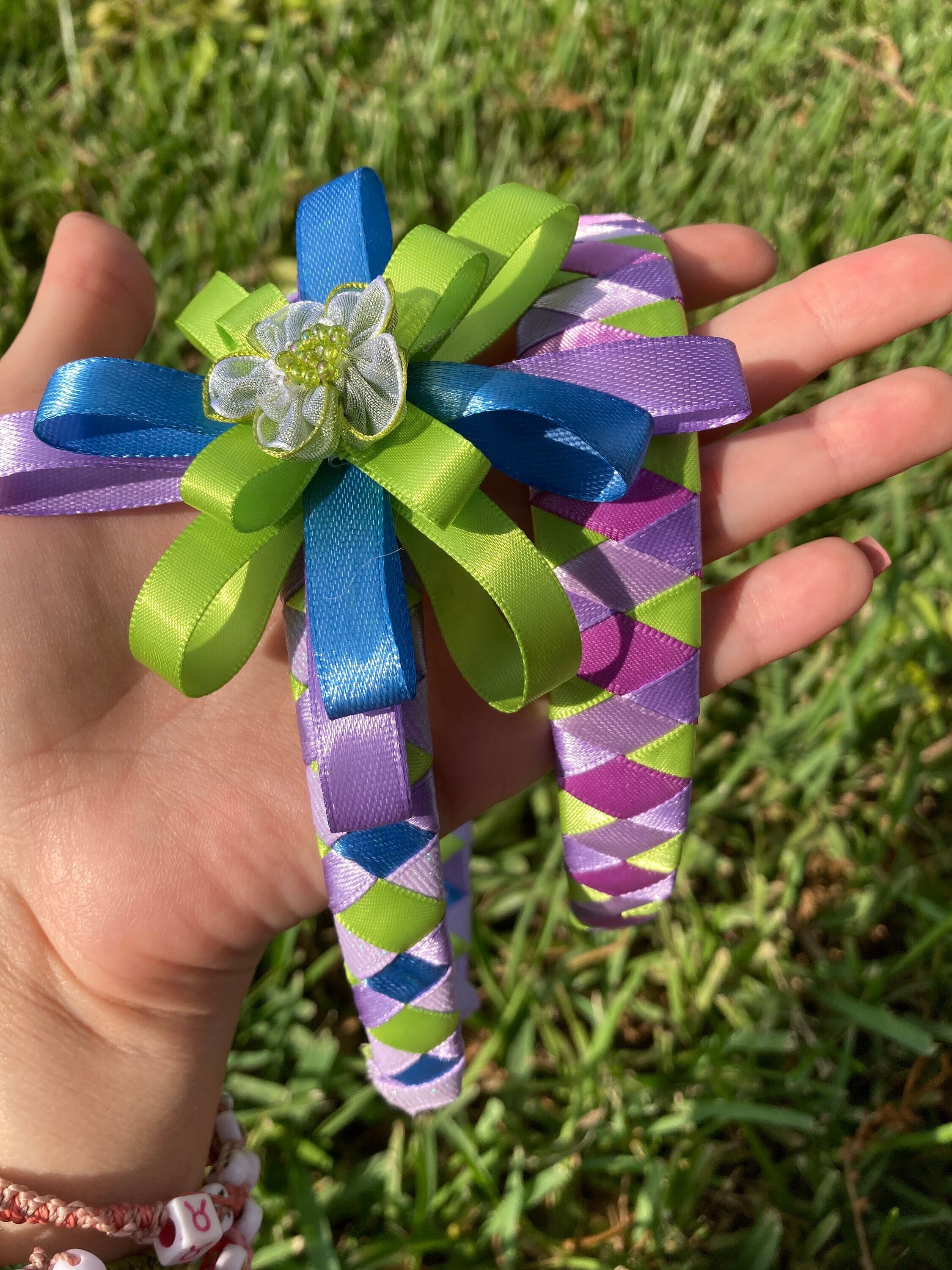 Purple and Green Ribbon Headbands// Ribbon Headband With Bow - Etsy New ...