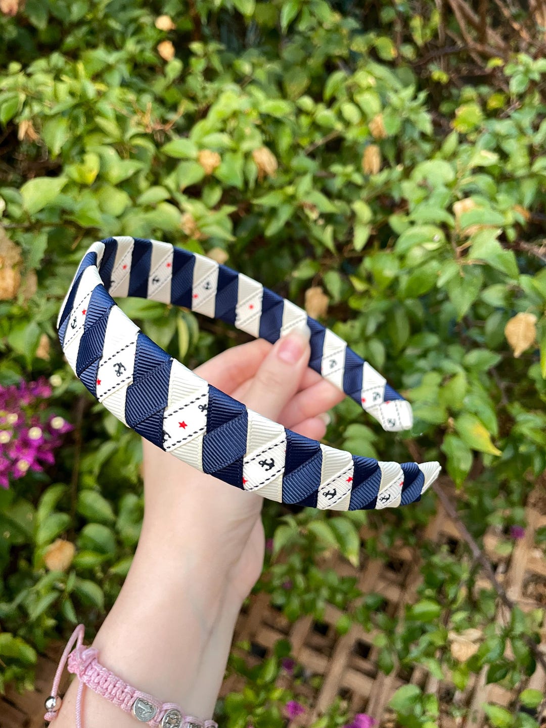 White & Navy Blue Headband: Nautical Hair Accessory, Fisherman Style - Etsy