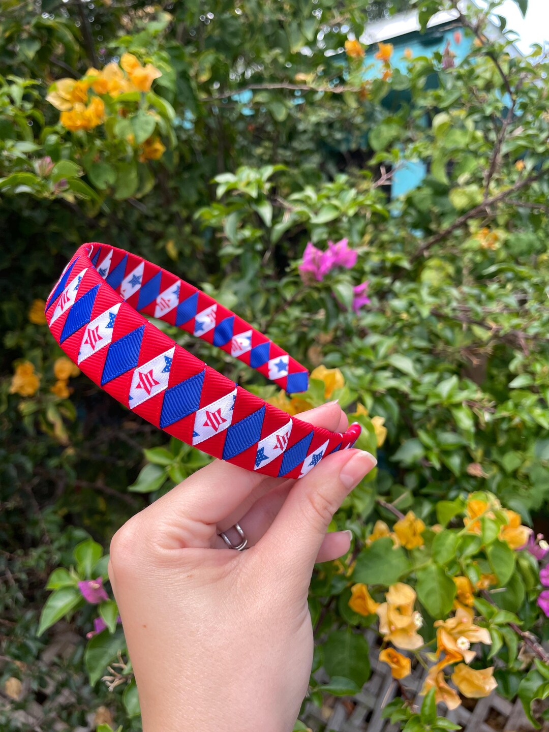4th of July Headband: Red, White & Blue Ribbon - USA Hair Accessory - Etsy