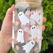 Boho Floral Ghost Glass Cup With Lid and Straw Iced Coffee Cup ...