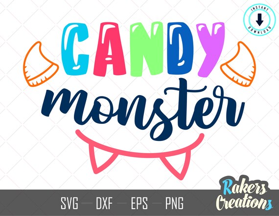 Candy Monster svg Kids Halloween svg Girl Halloween svg | Etsy