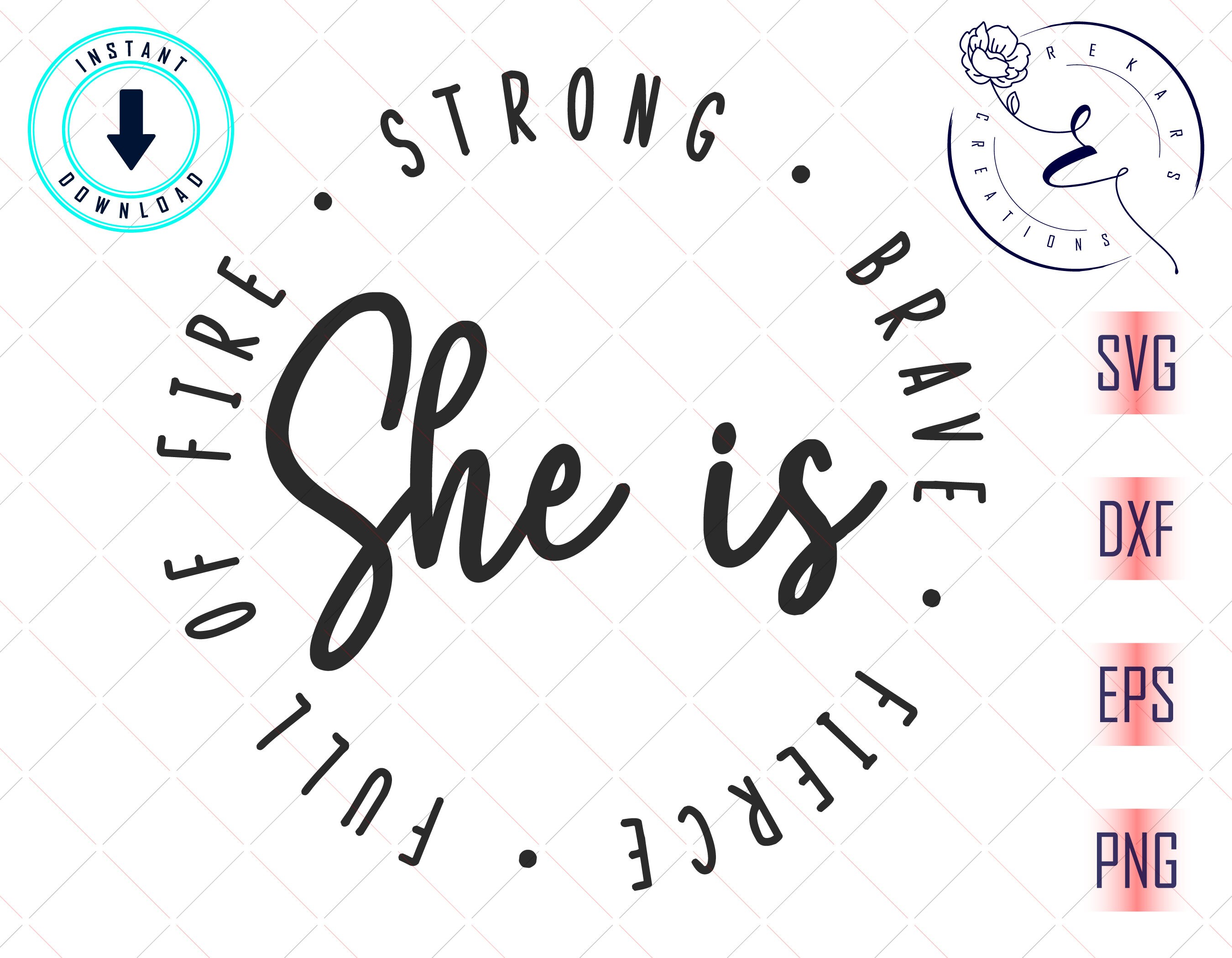 She is Strong Svg Fierce Brave Full of Fire Svg Girl - Etsy
