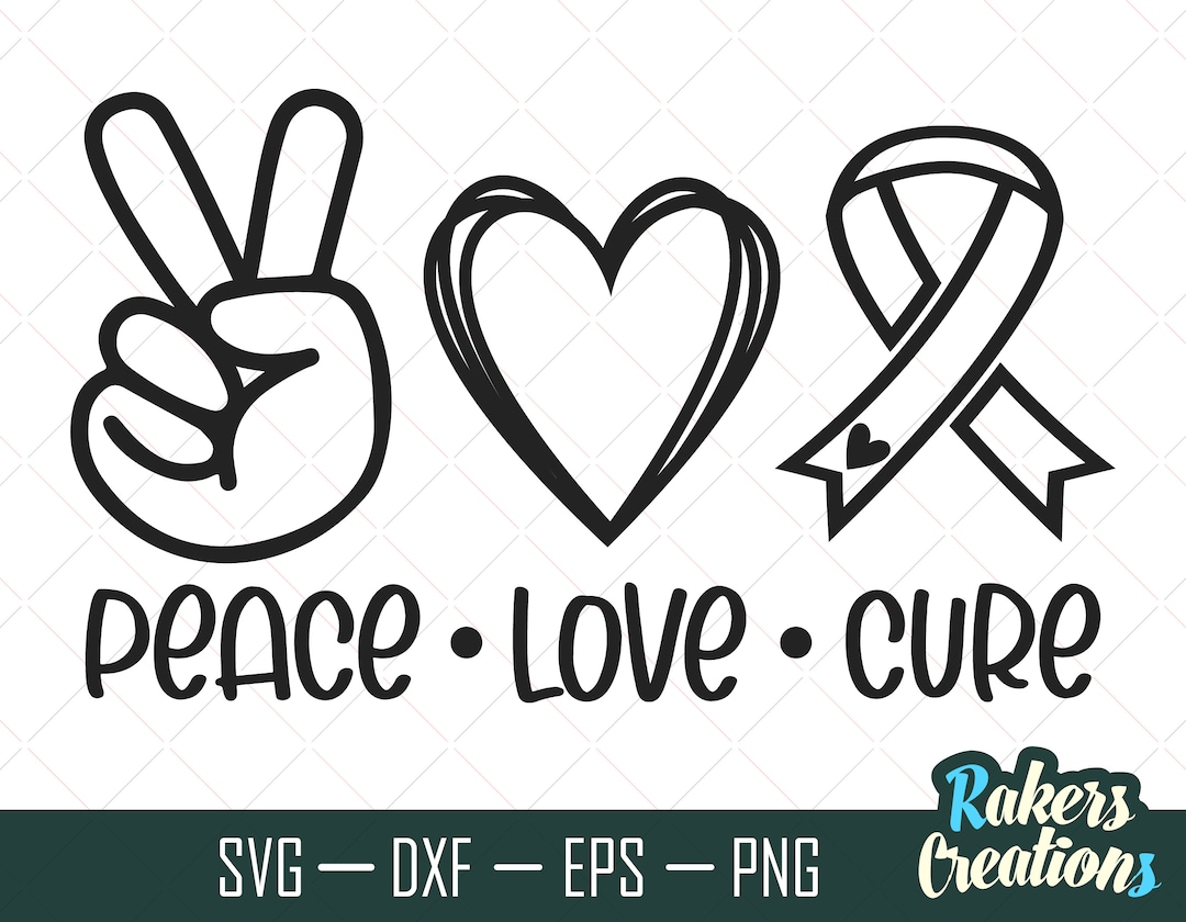 Peace Love Cure svg, Cancer Ribbon svg, Breast Cancer svg, Awareness ...