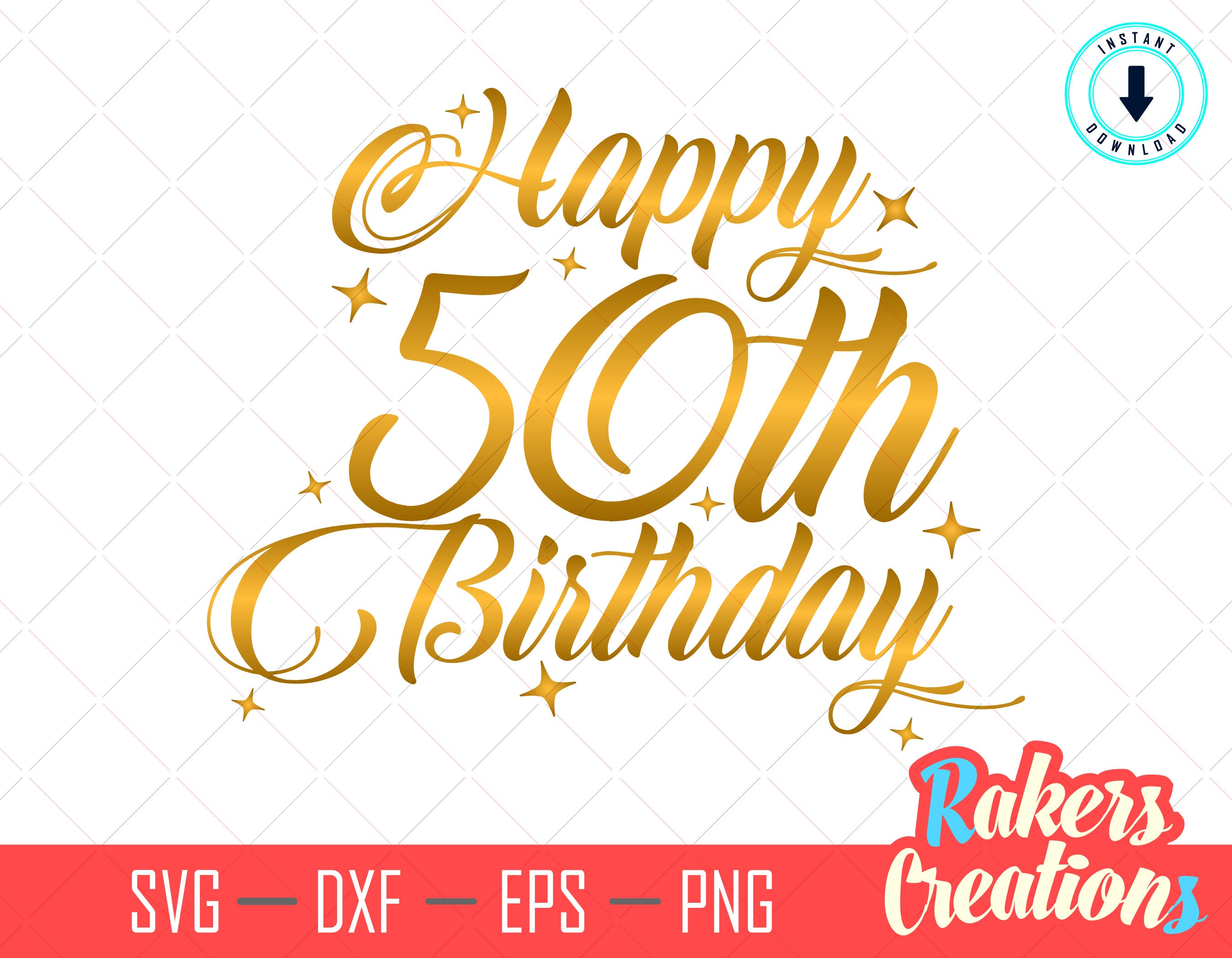 Happy 50th Birthday svg Cake Topper svg Birthday Cake | Etsy