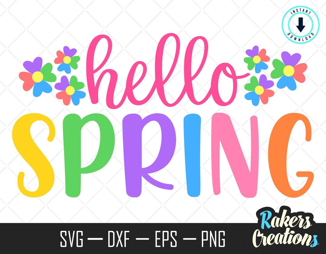 Hello Spring SVG, Spring Svg, Spring Flowers Svg, Spring Door Sign SVG ...