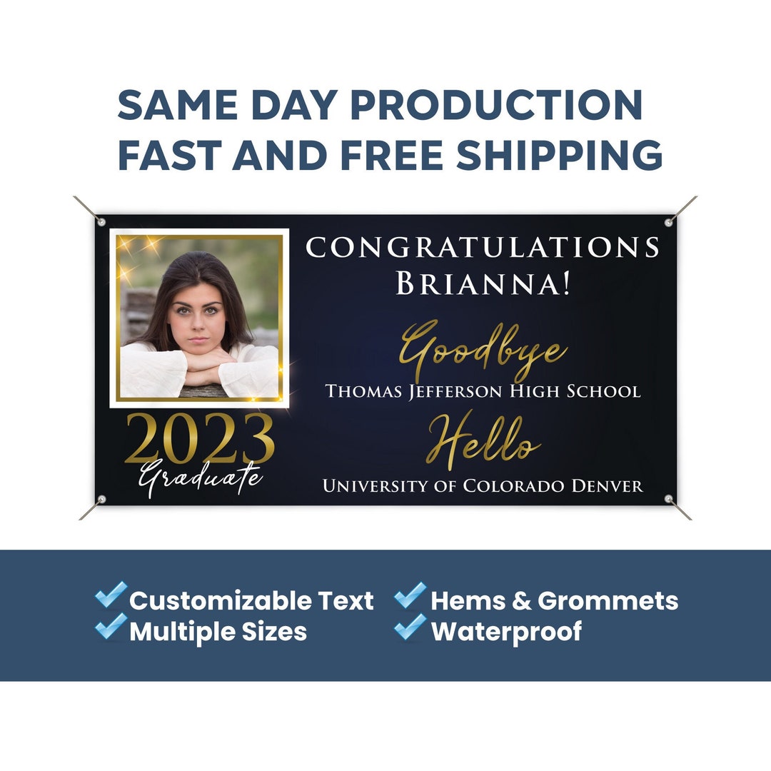 Congratulations Grad Custom Graduation Vinyl Banner With Photo - Etsy