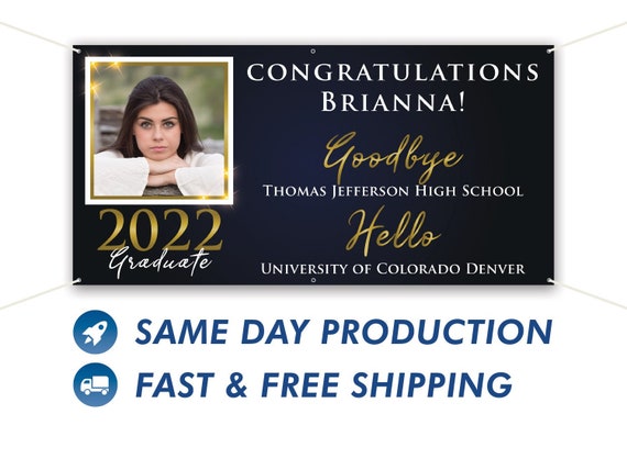 Congratulations Grad Custom Graduation Vinyl Banner With Photo - Etsy