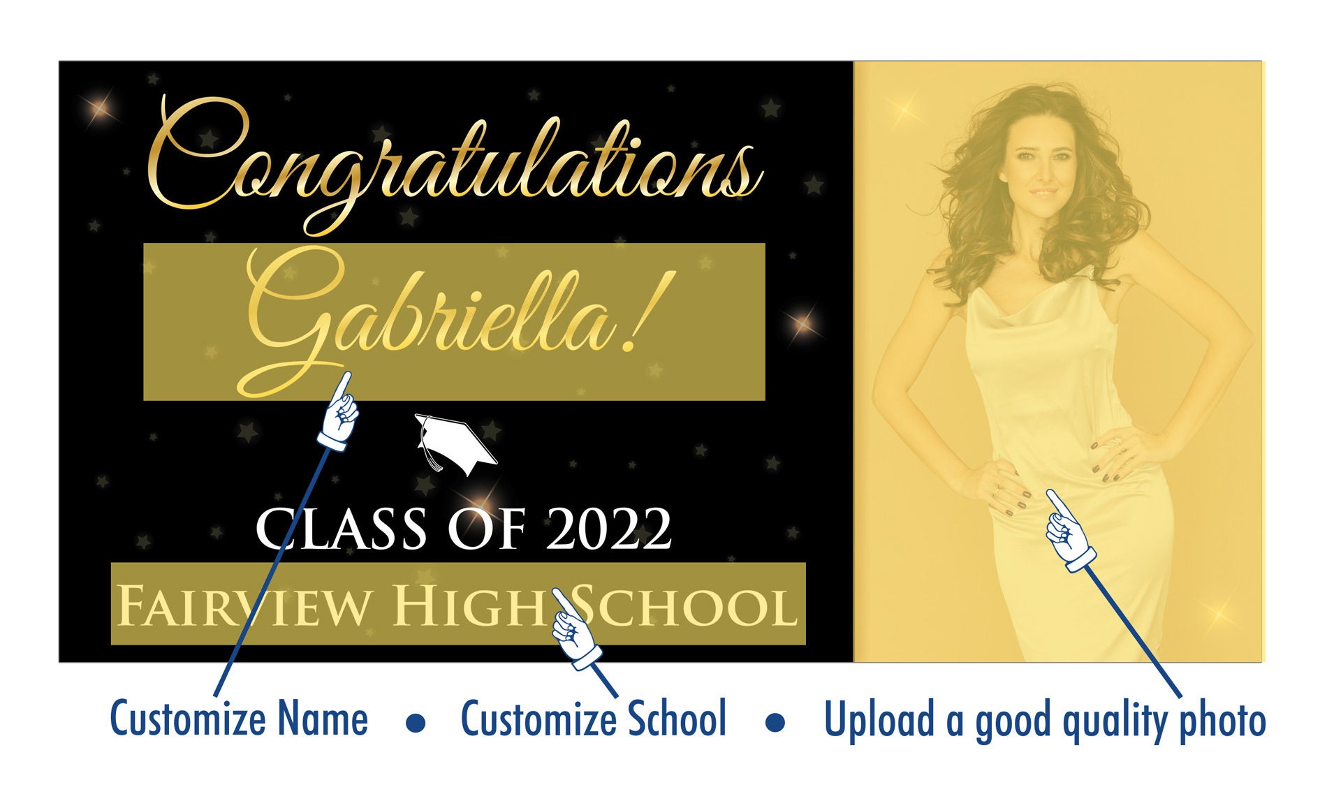 Congratulations Grad Custom Graduation Vinyl Banner With Photo | Etsy