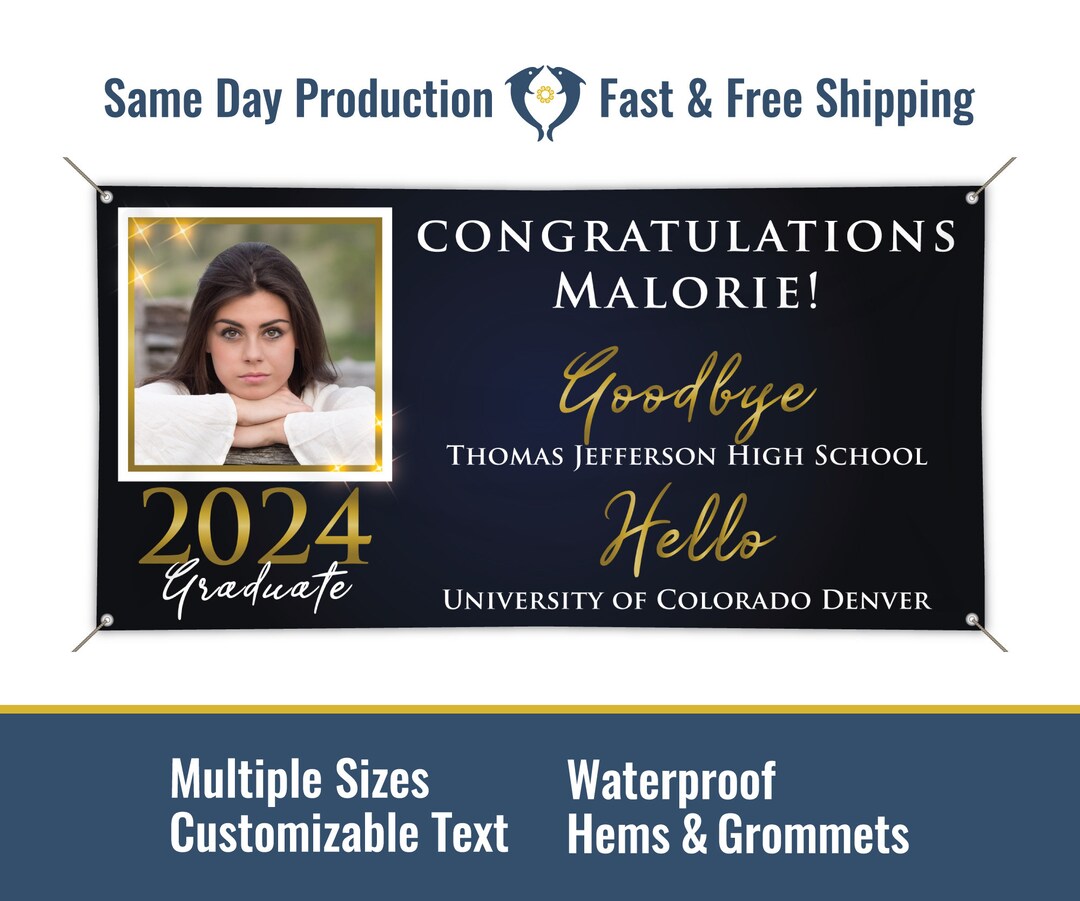 Congratulations Grad Custom Graduation Vinyl Banner With Photo - Etsy