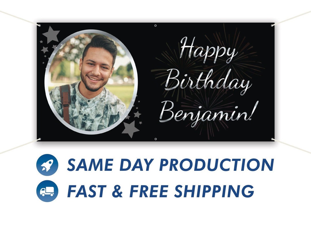 Happy Birthday Custom Vinyl Banner With Photo - Etsy