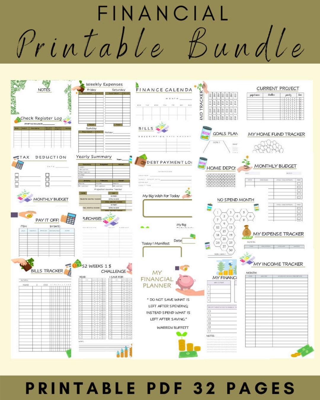 Printable Finance Planner Bundle, Debt Tracker, Budget Planner, Money ...