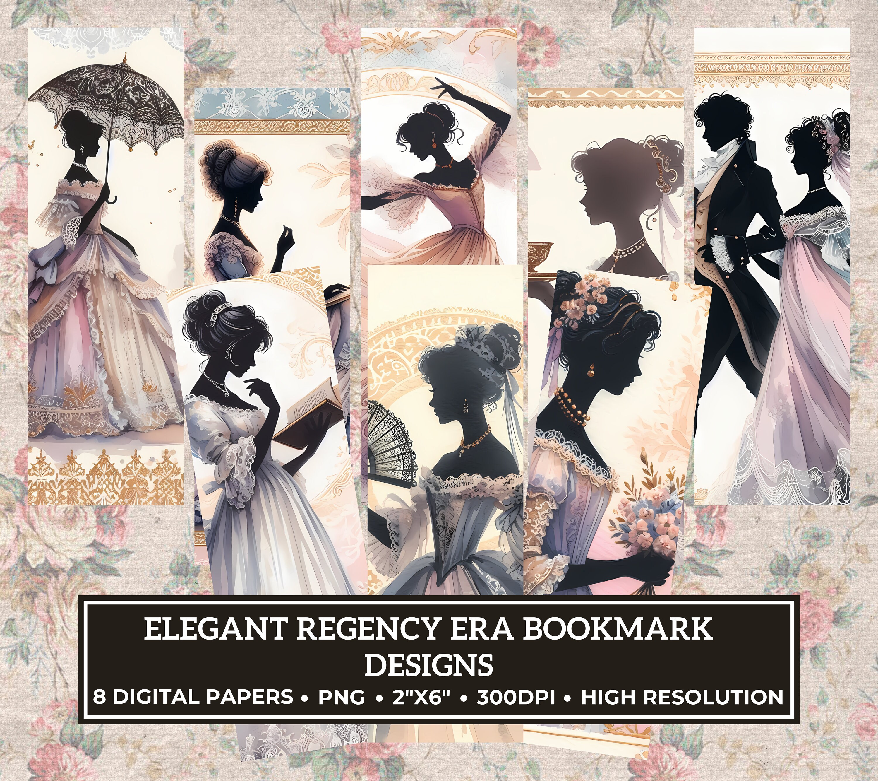 8 Elegant Regency Era Bookmark Designs, Printable Bookmarks Bookmark ...