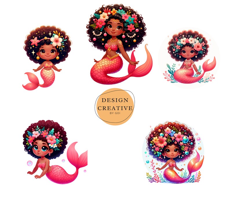 African Mermaids Clipart, African Mermaids, Mermaids Clipart, Black ...