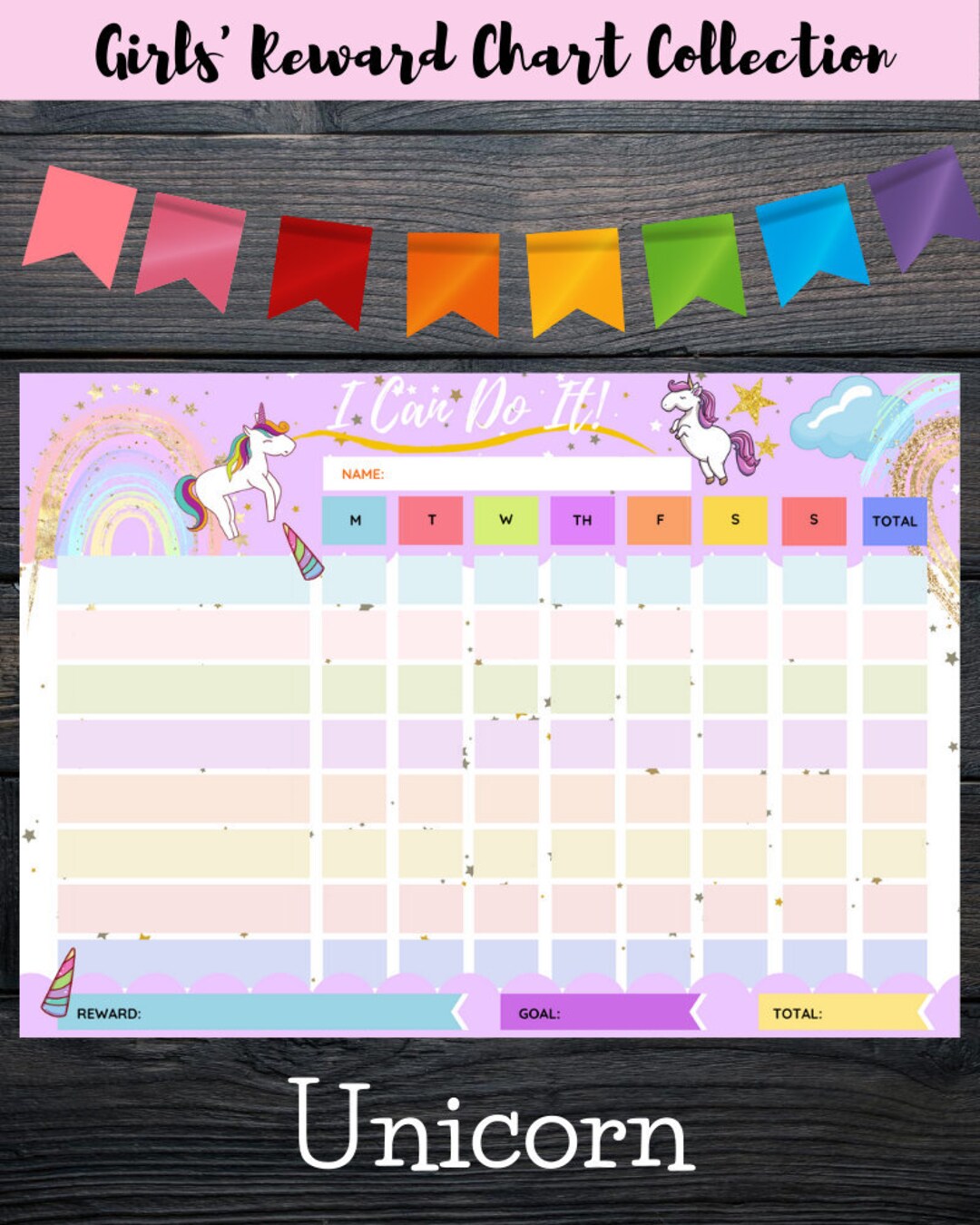 Girls Reward Chart, Kids Reward Chart, Unicorn Reward Chart, Fairy ...