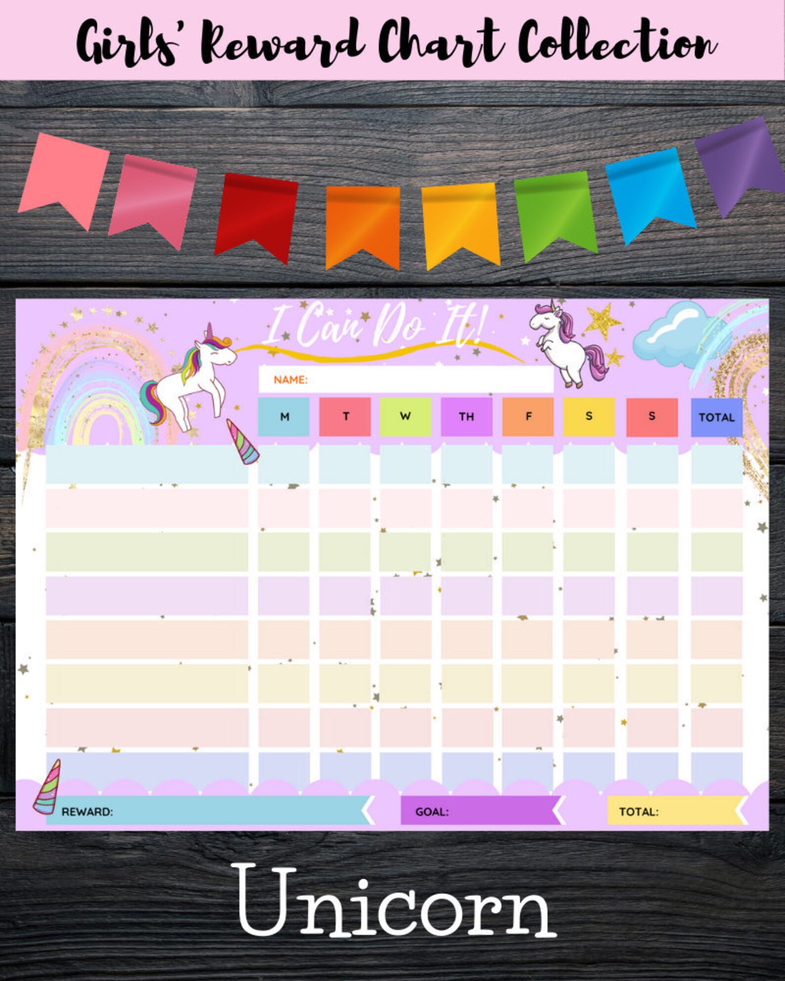 Girls Reward Chart, Kids Reward Chart, Unicorn Reward Chart, Fairy ...