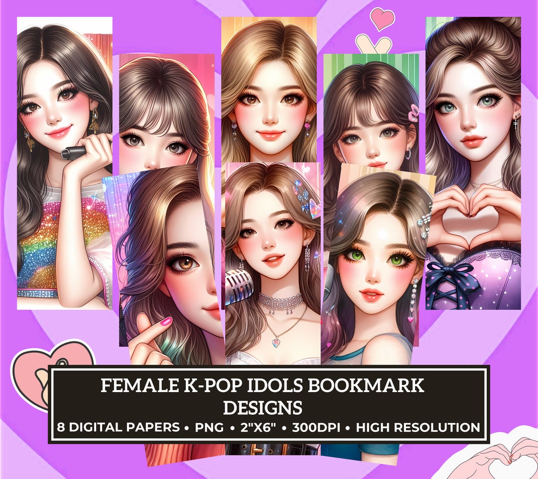8 Female K-pop Idols Bookmark Designs, Printable Bookmarks Bookmark ...