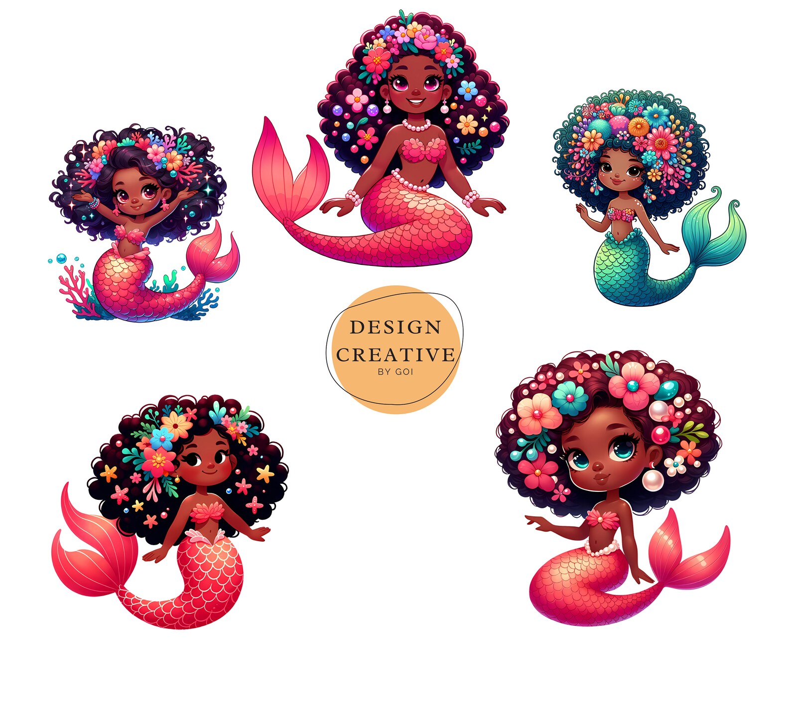 African Mermaids Clipart, African Mermaids, Mermaids Clipart, Black ...
