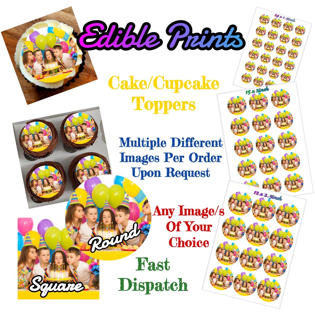 Personalised Edible Cake/cupcake Toppers Your Text/wording/image Font ...