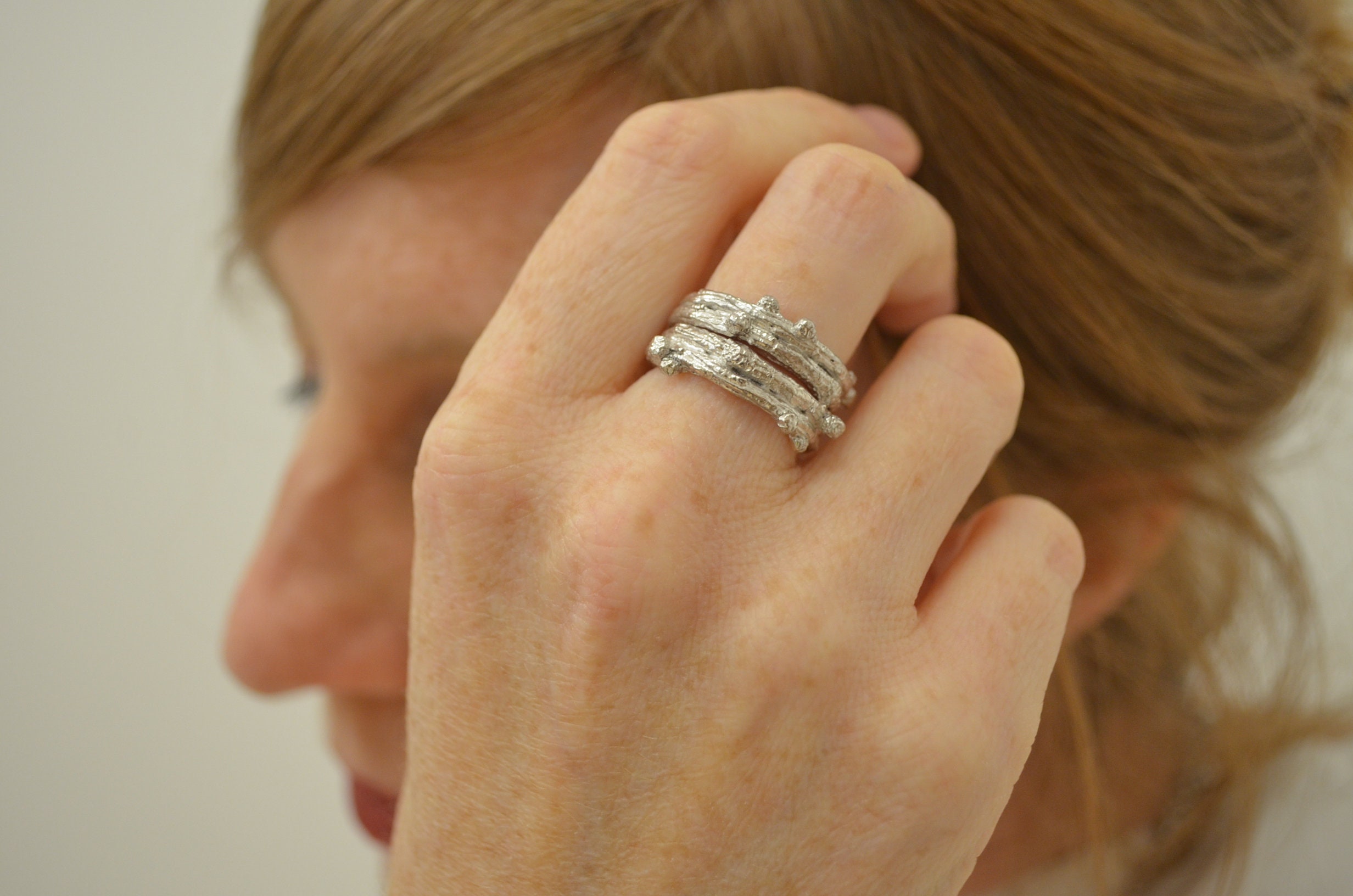 Silver Branch Ring, 925 Silver Larch Ring, Branch Ring, Gem Ring ...