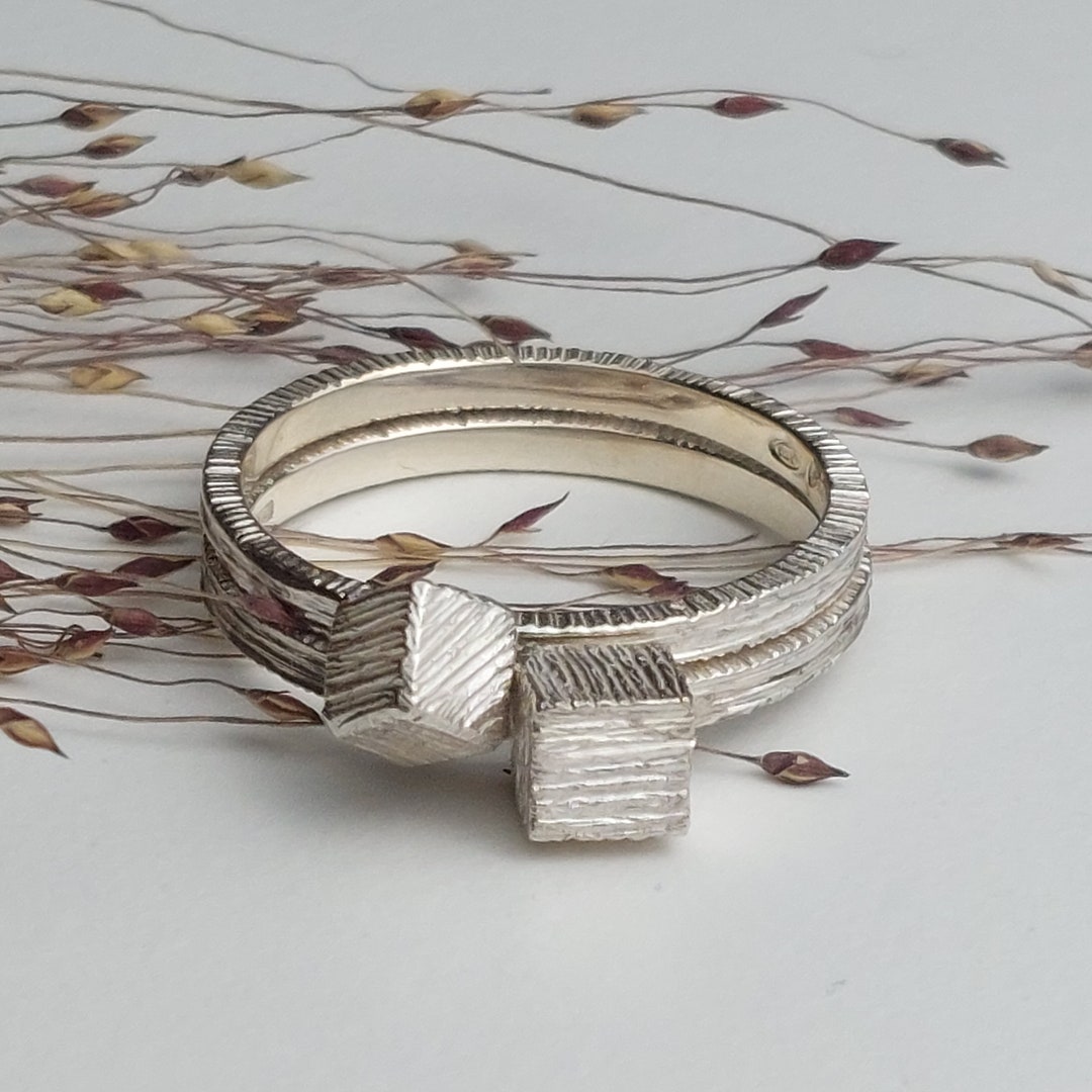 CUBES RINGS Silver, Cube Rings - Etsy